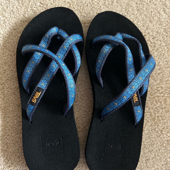Teva | Shoes | New Teva Black And Blue Daisy Sandals | Poshmark